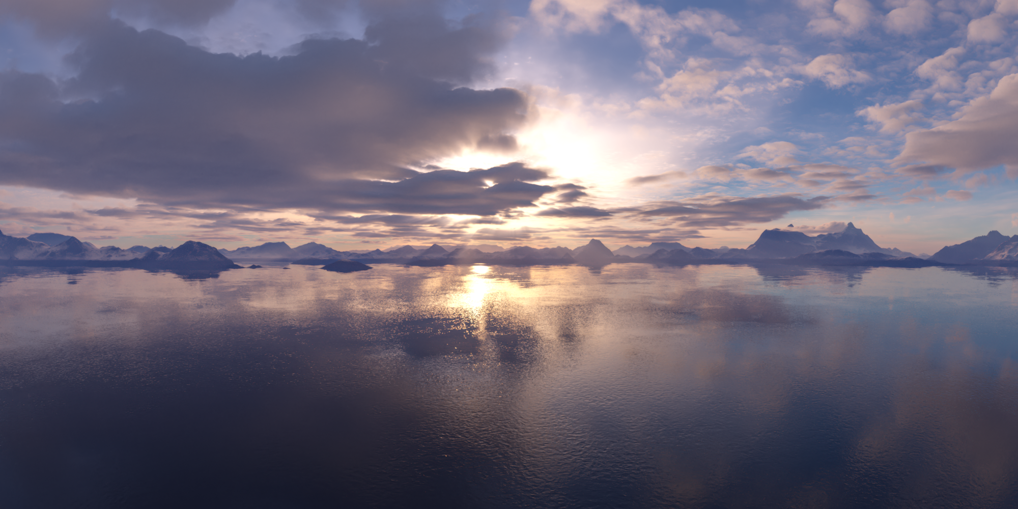 Clouds & Sunrays Dramatic Landscape | Landscapes HDRis | BlenderKit