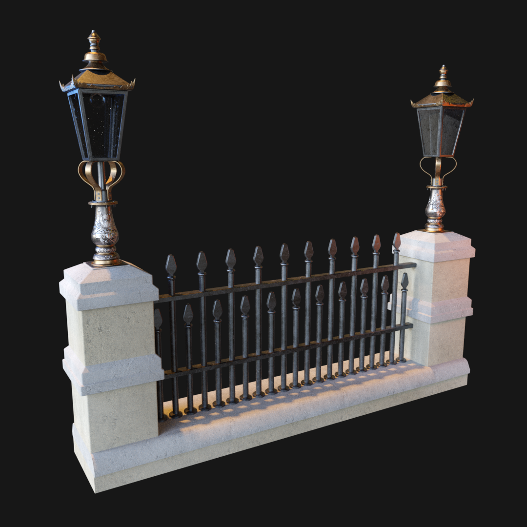 Vintage Victorian Street fence | FREE Fences models | BlenderKit