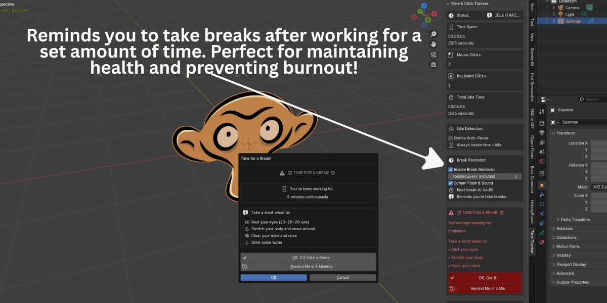 Time & Click Tracker - Break Time Reminder | BlenderKit