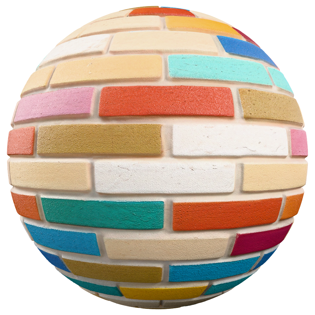 Colorful Painted Brick Wall | FREE bricks materials | BlenderKit