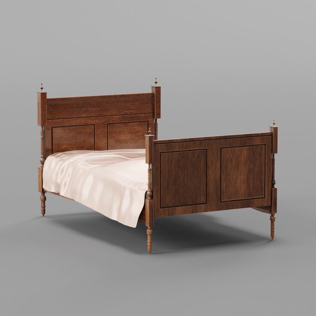 Wooden Bed | Beds models | BlenderKit