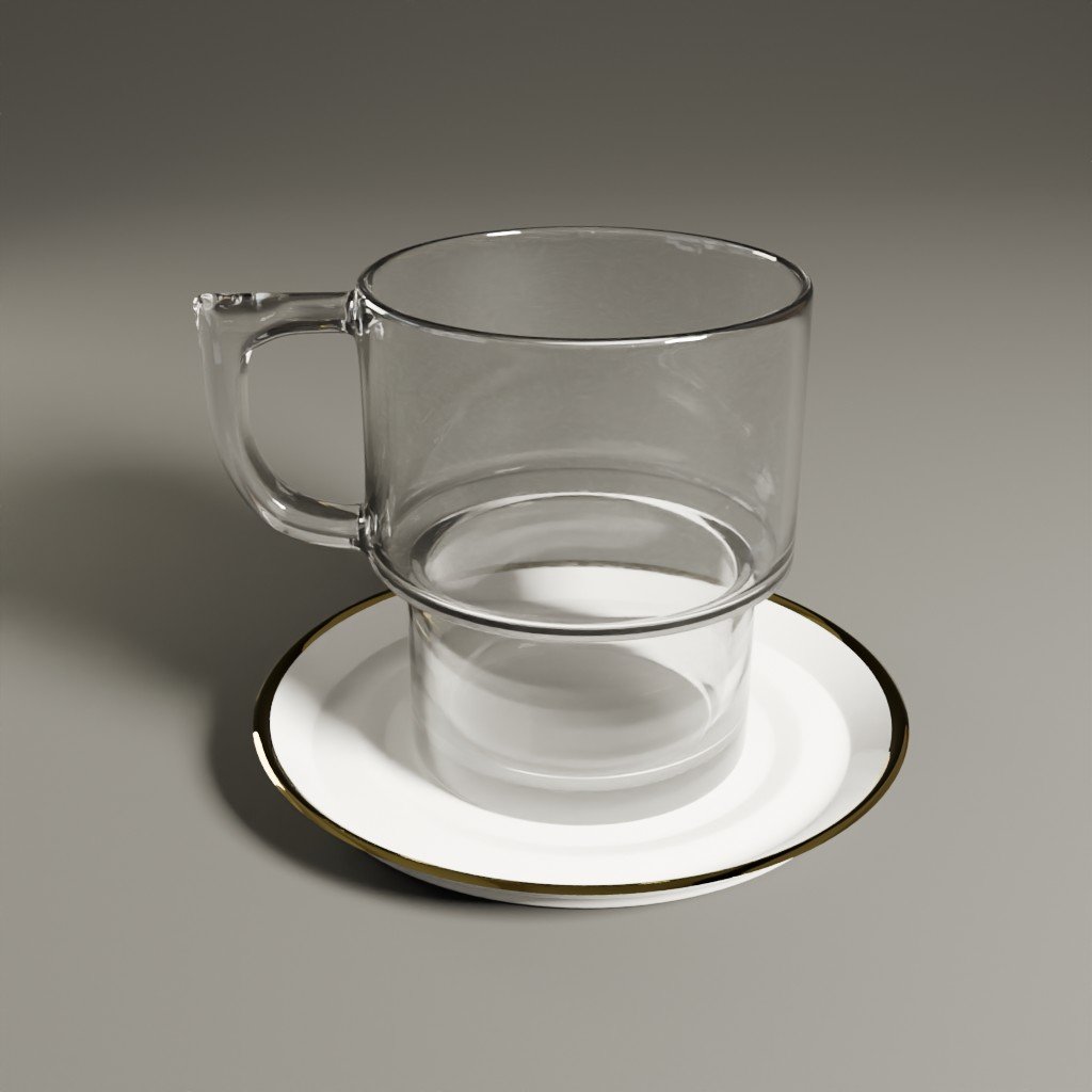 Glass and saucer | Tableware Sets models | BlenderKit