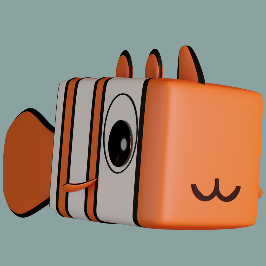 Clown Fish Cube | Fish models | BlenderKit