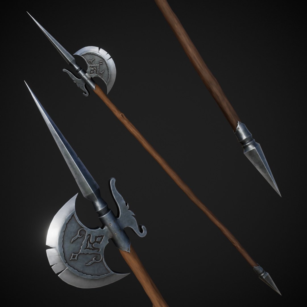 Stylized Halberd | Historical Weapons models | BlenderKit