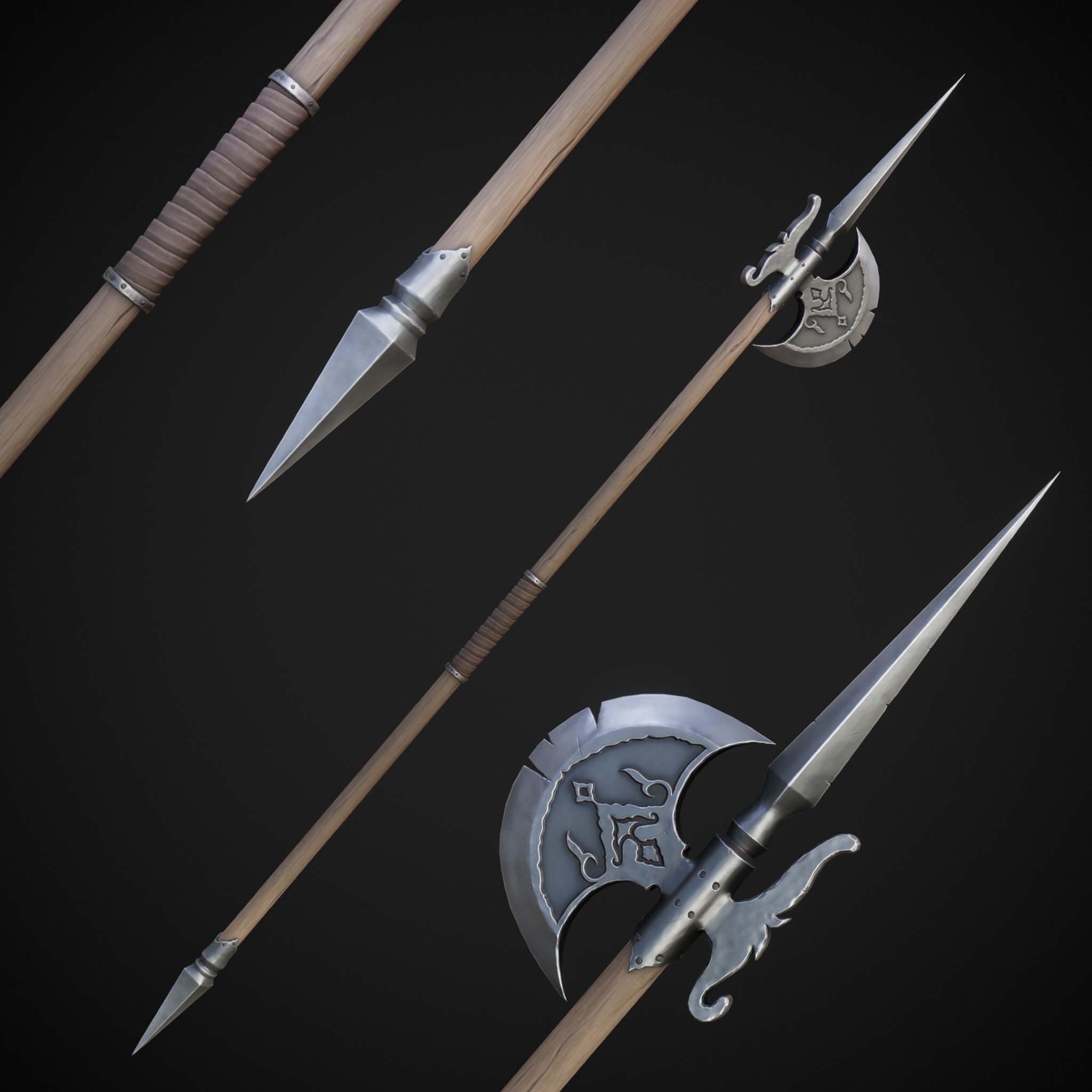 Stylized Halberd | 3D Bookcase models | BlenderKit