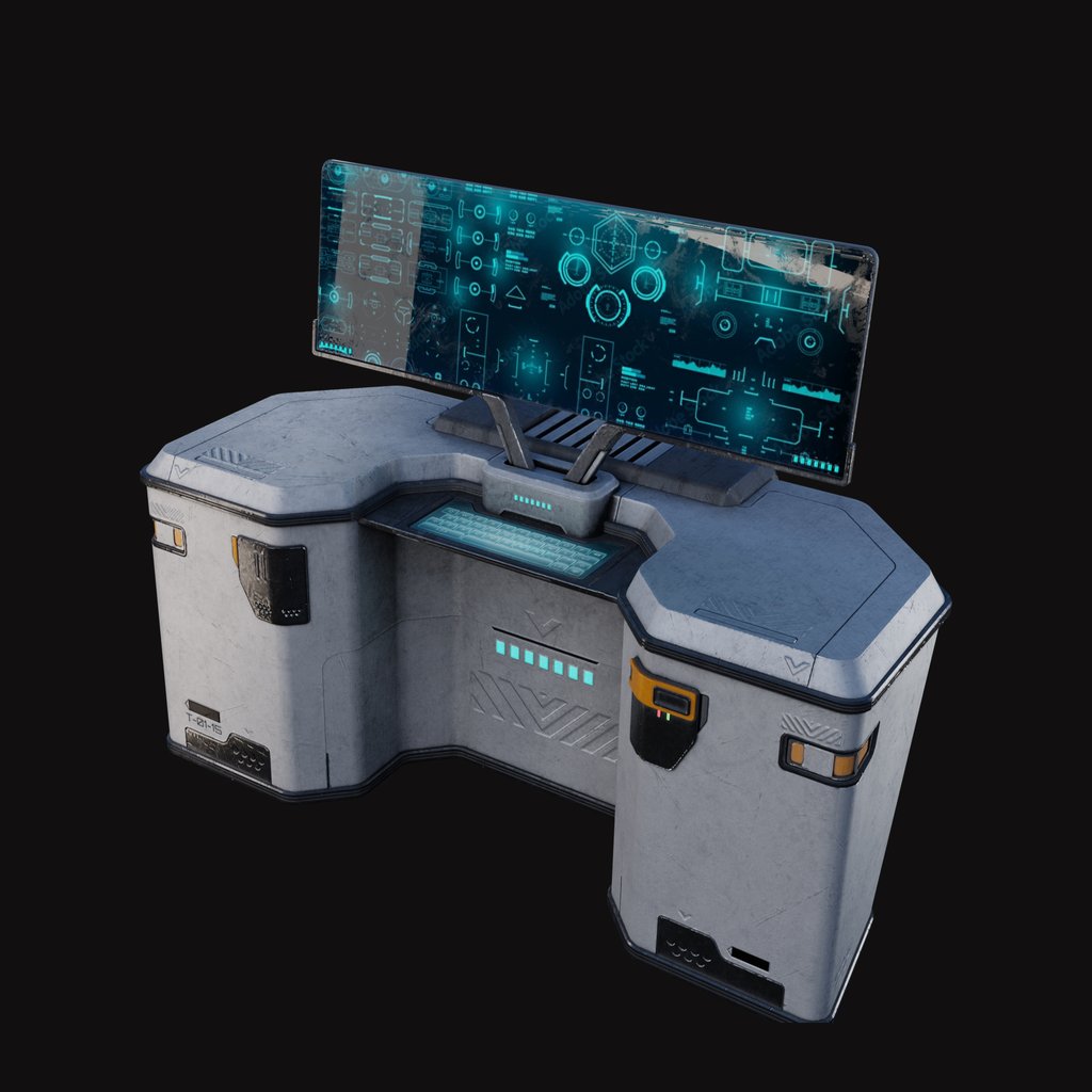 Sci-Fi Command Desk | Tables models | BlenderKit