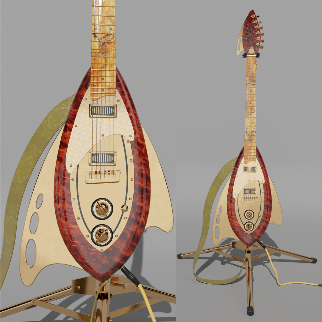 Backlund moonster 1700 gold | FREE Musical Instruments models | BlenderKit