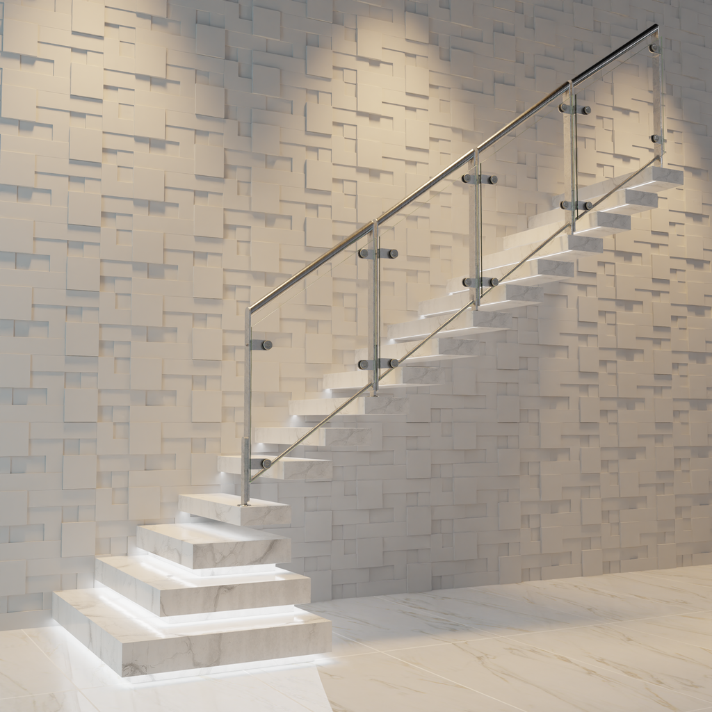 Stair Glass Handrail | FREE Stairs models | BlenderKit