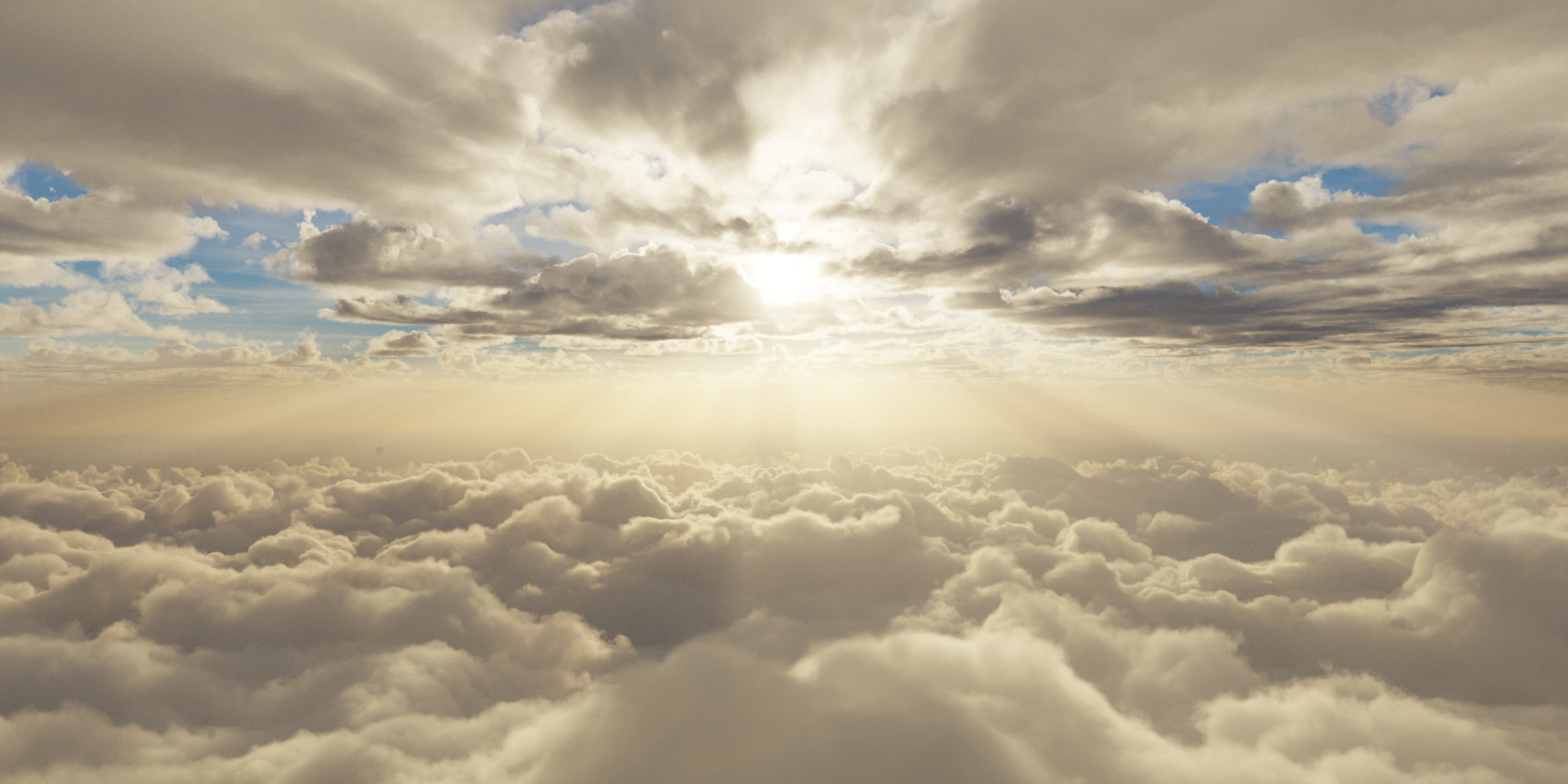Above the clouds hazy sunset | Nature HDRis | BlenderKit