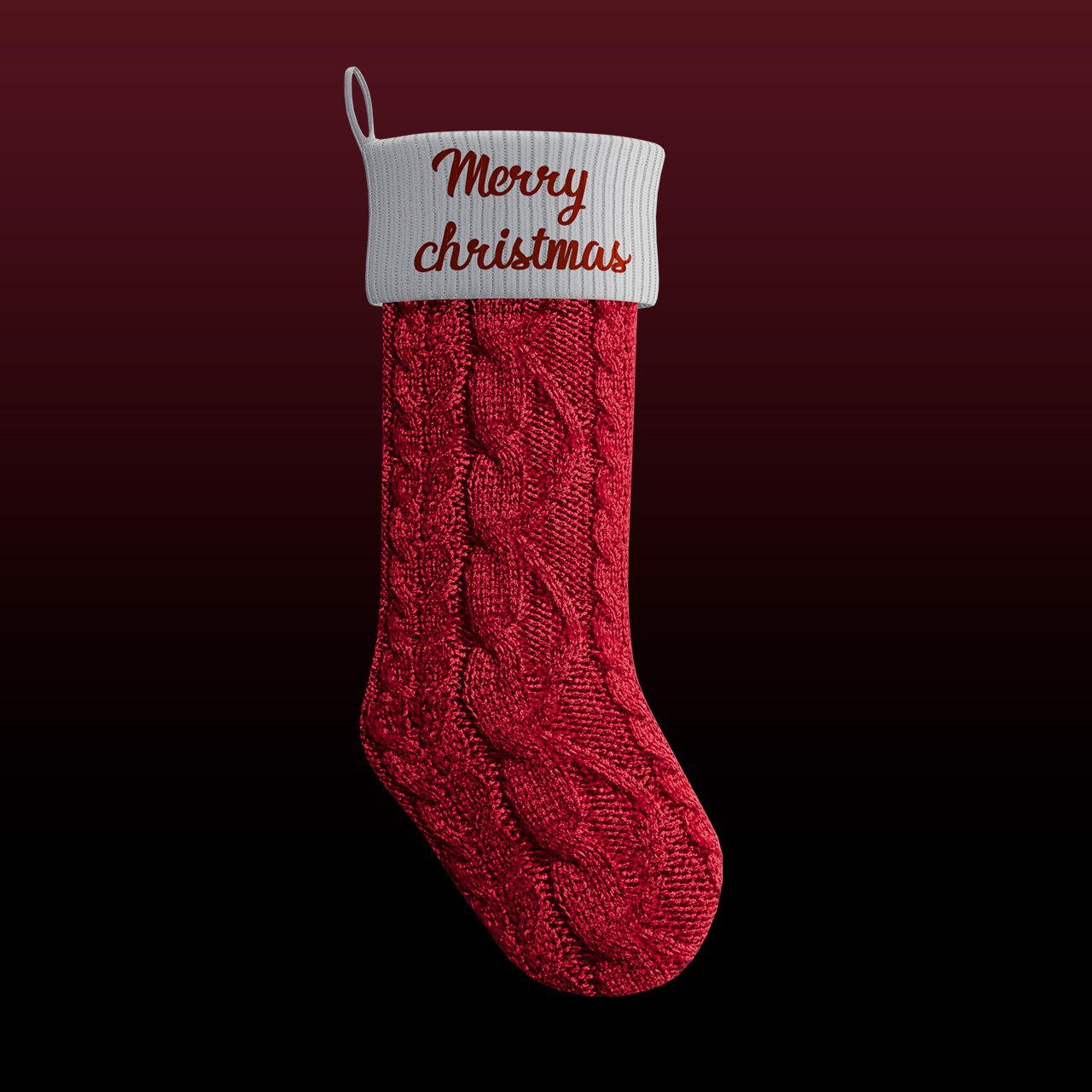 Christmas Stocking- cable knitted | Fabrics models | BlenderKit