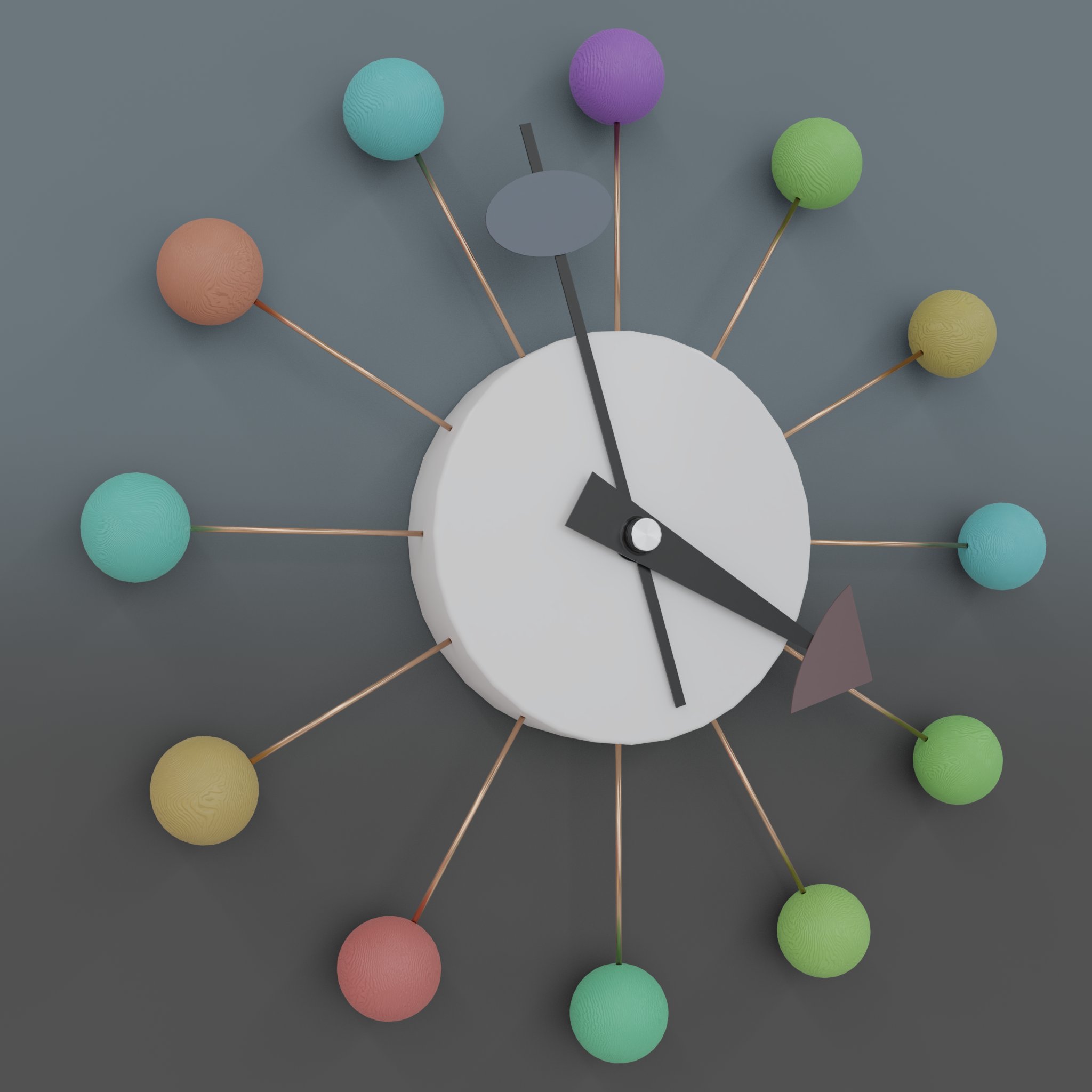 Wood Balls Wall Clock | Clocks models | BlenderKit