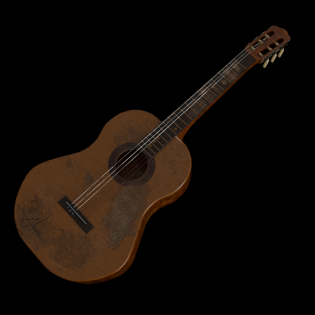 Spanish guittar used | FREE Interior Decorations models | BlenderKit