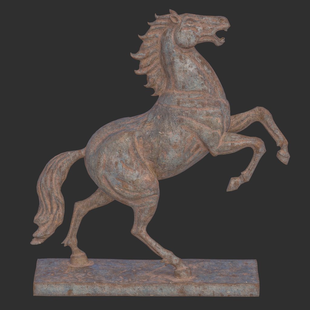 BlenderKit | Download the Rearing horse rusted statue model