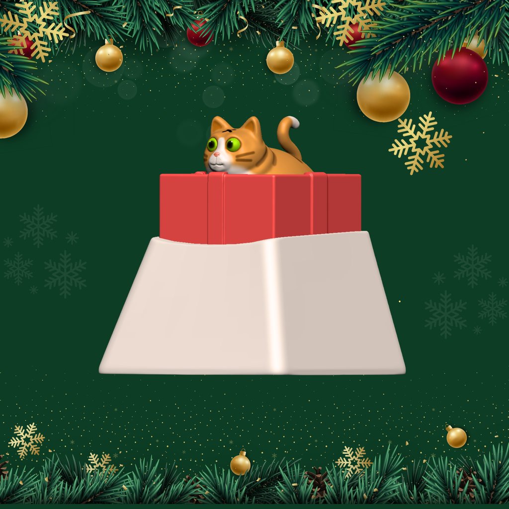 Christmas Gift Cat Keycap Design | FREE Games printables | BlenderKit