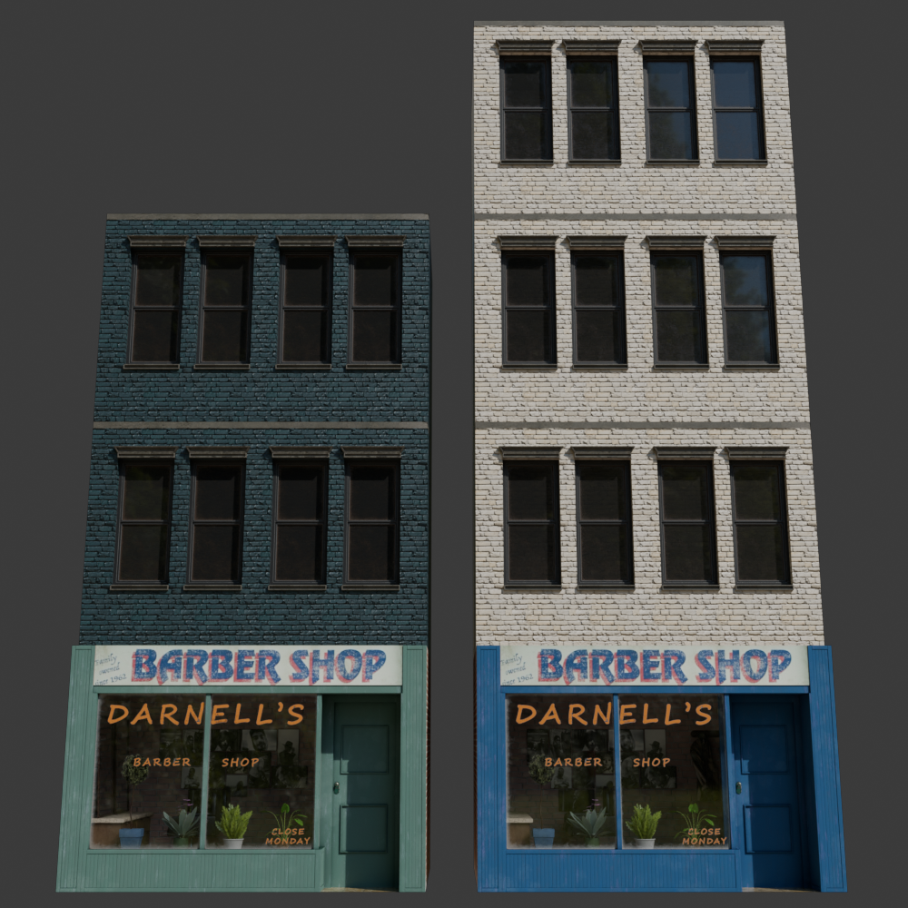 Barbershop with residental building | Commercial Buildings models ...