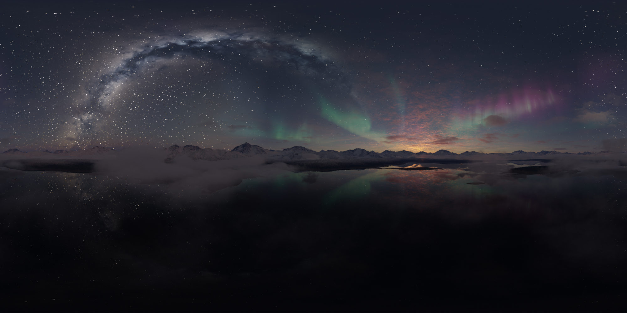 Night Landscape Northern Lights | Nighttime Environments HDRis | BlenderKit