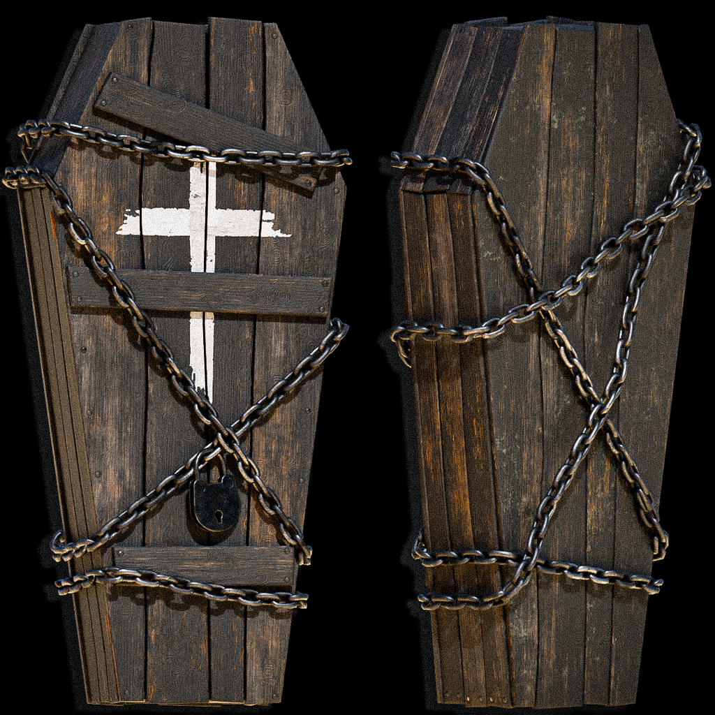 Dark Coffin with Chains | Interior Decorations models | BlenderKit