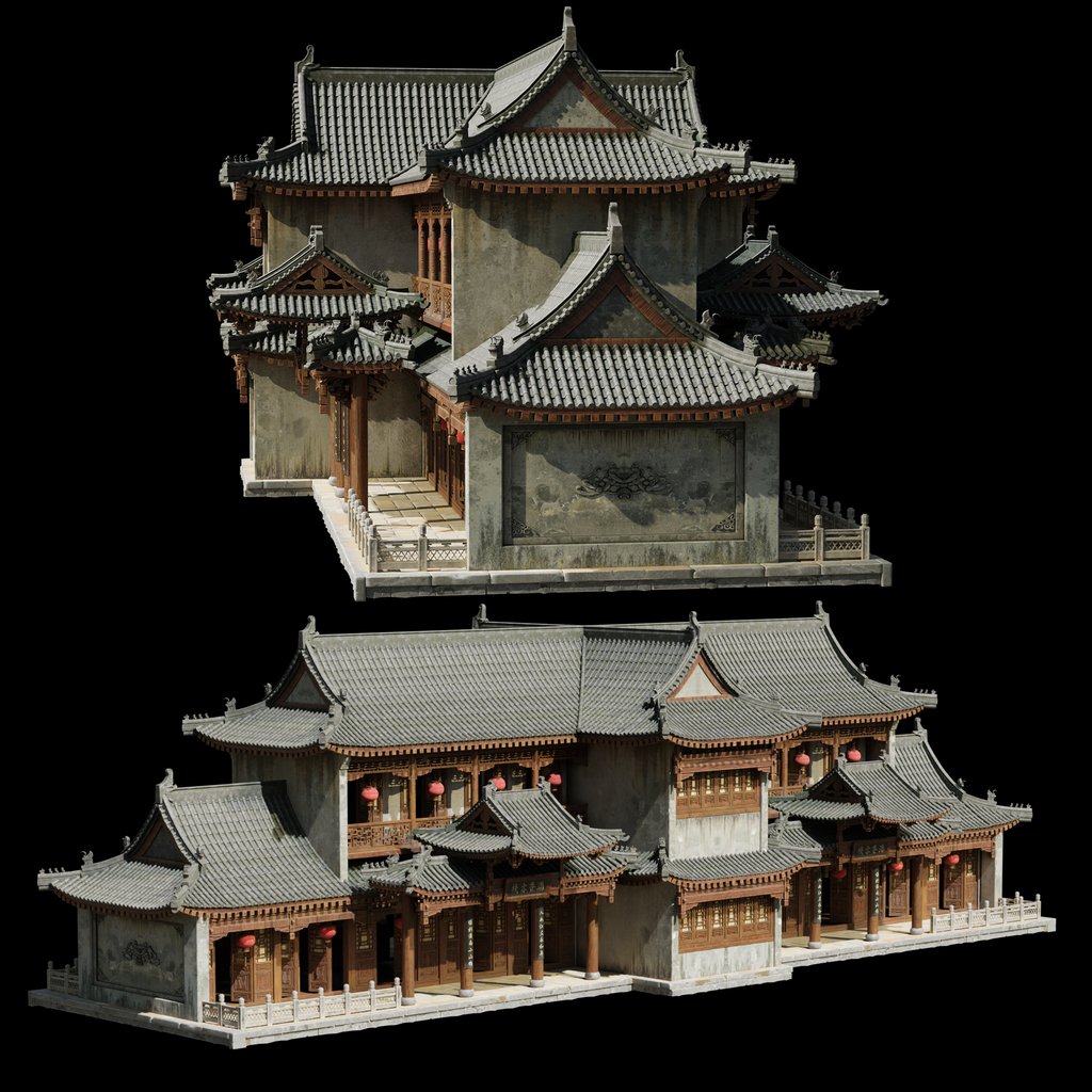 Chinese Old Building 1 | Historic Buildings models | BlenderKit
