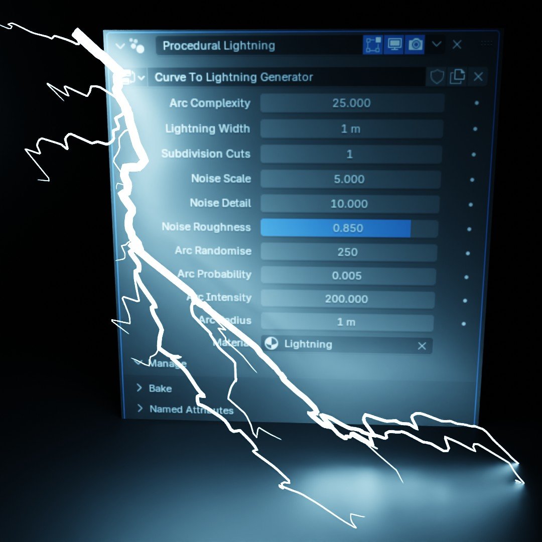 Curve To Lightning Generator | FREE Edit / Object mode Node Groups | BlenderKit