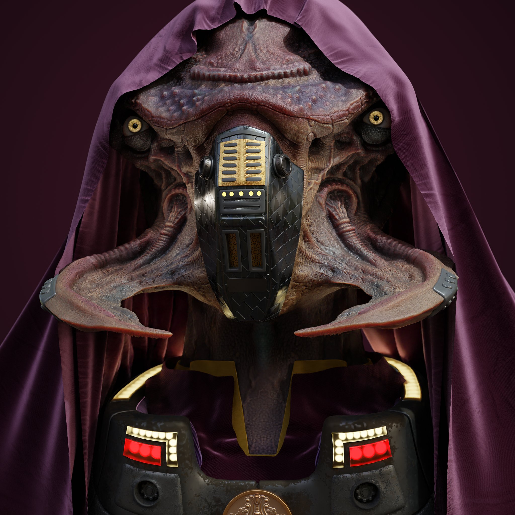 Enrobed Alien Crreature Bust | Monsters & Creatures models | BlenderKit