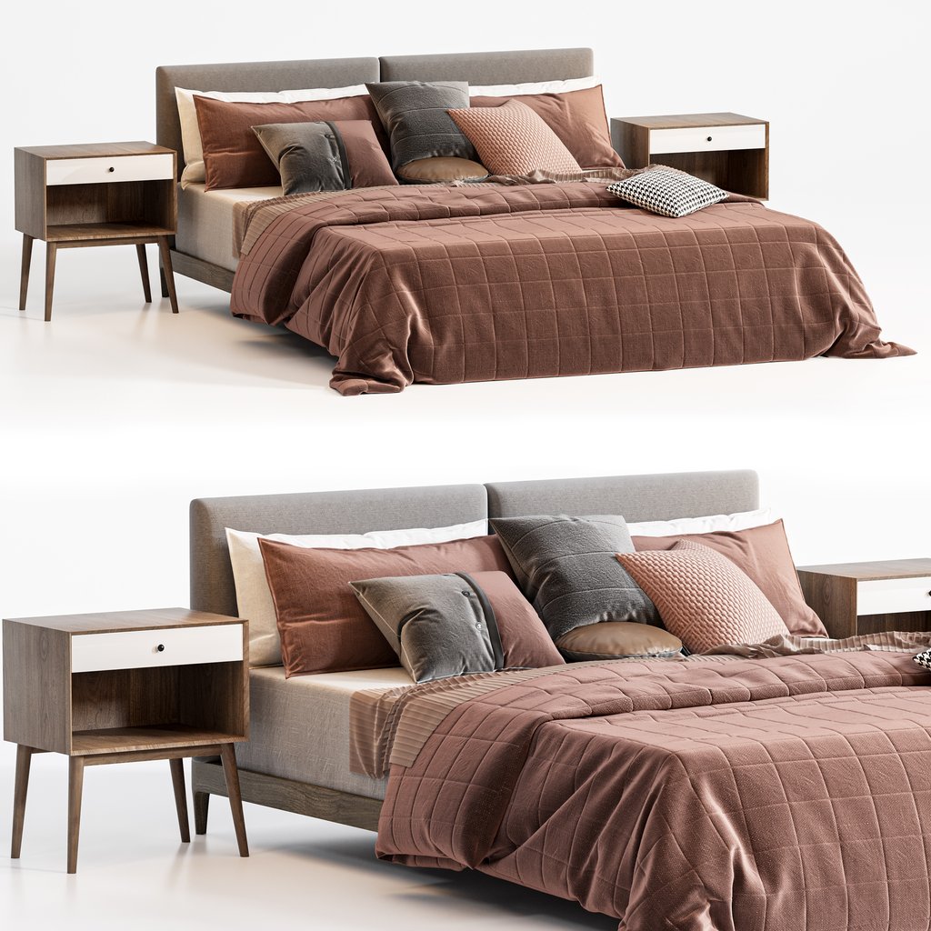 Modern bed Russia Crimson color | Beds models | BlenderKit