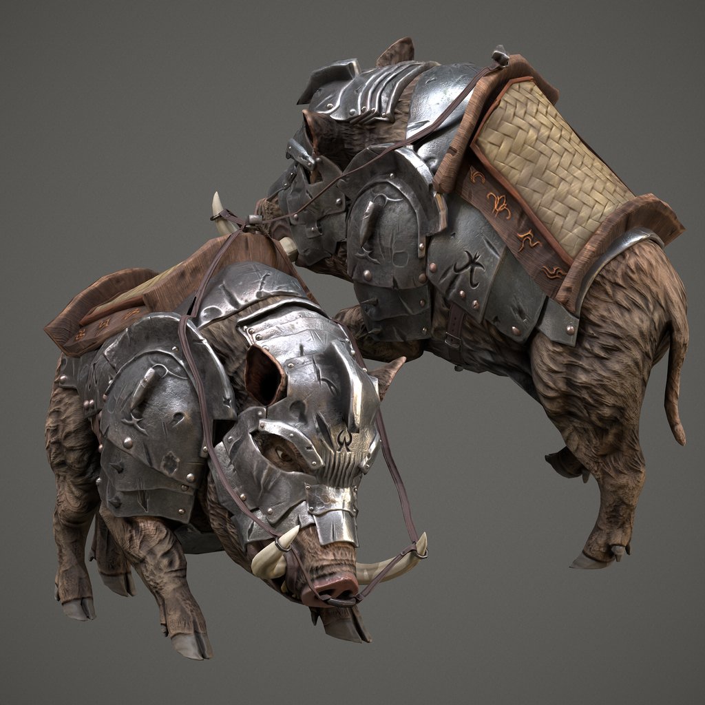 Armored War Boar - Rigged-Game Ready | Mammals models | BlenderKit