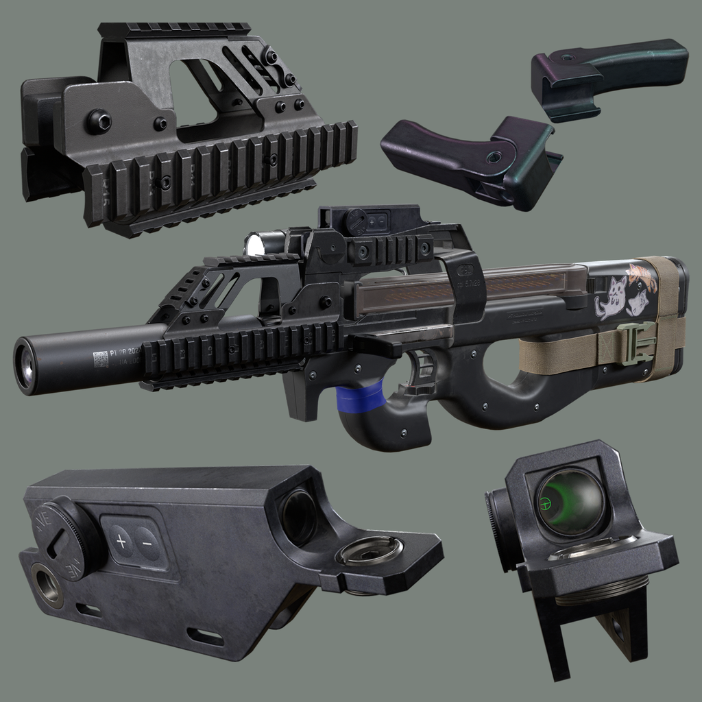 P90 with RIS, Colimator & Handle | Modern Weapons models | BlenderKit