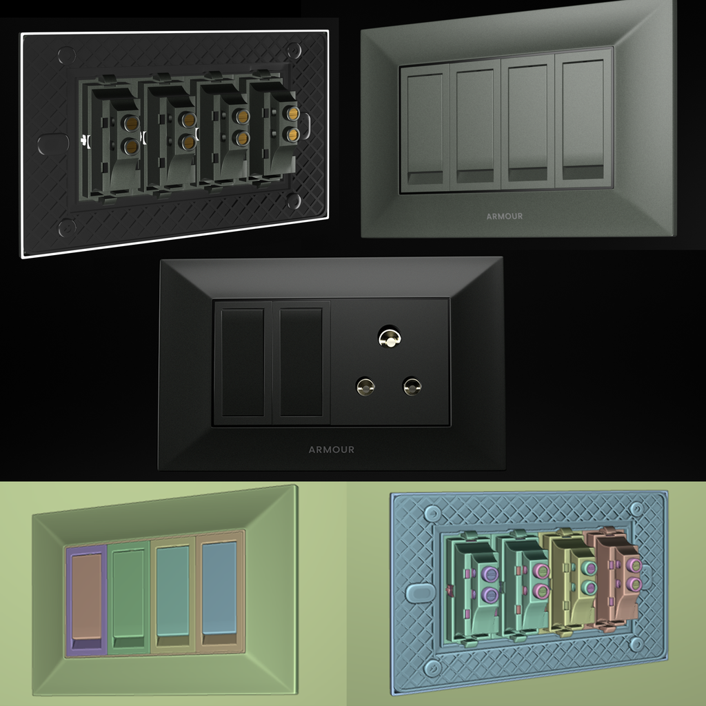 Modular plate with switches | Home Appliances models | BlenderKit