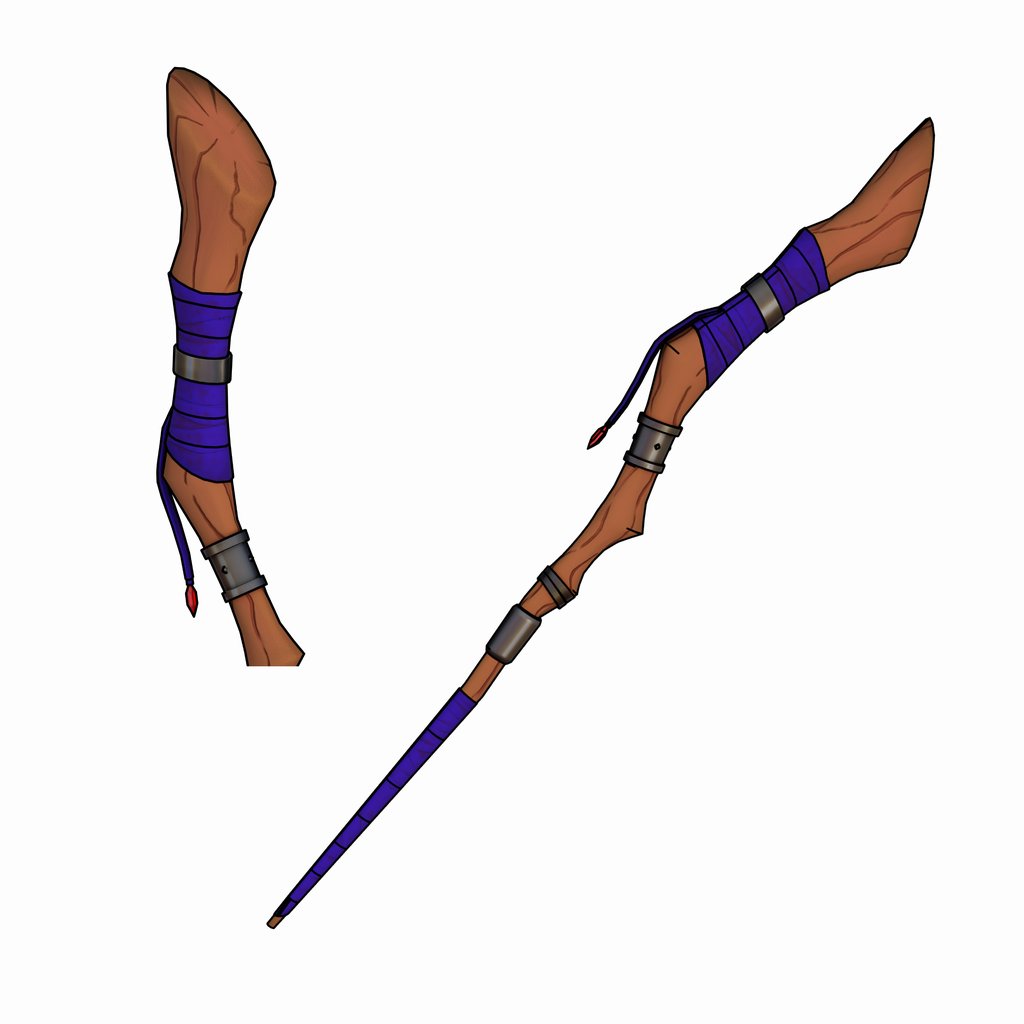 Fern Staff - Line Art Anime Style | FREE Accessories models | BlenderKit