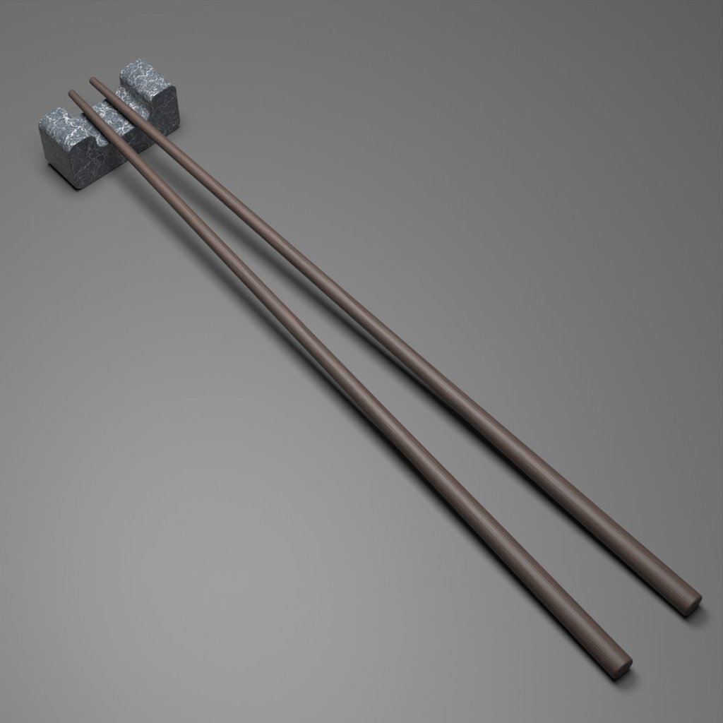Wooden Chopstick with Resting Rock | Restaurant / Bar models | BlenderKit