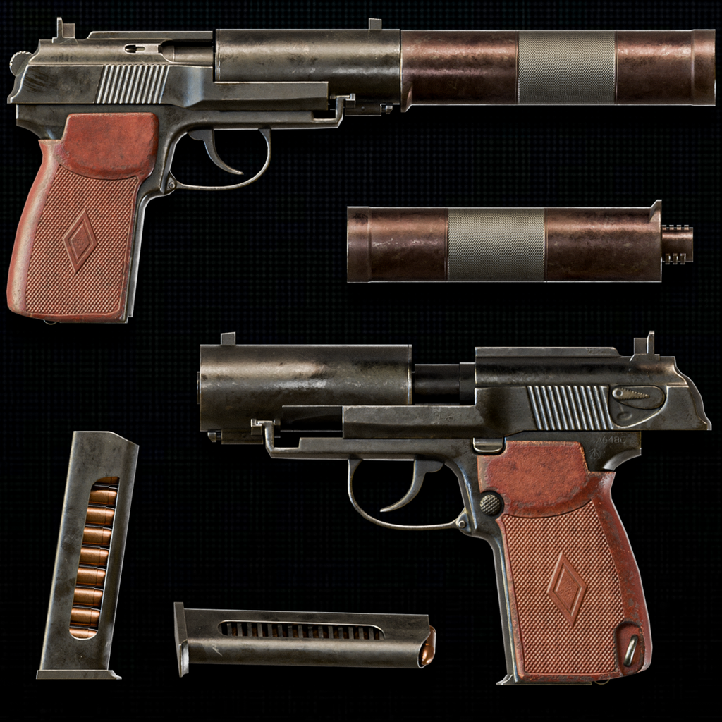 BlenderKit | Download the PB 6P9 Suppressed Soviet Pistol model