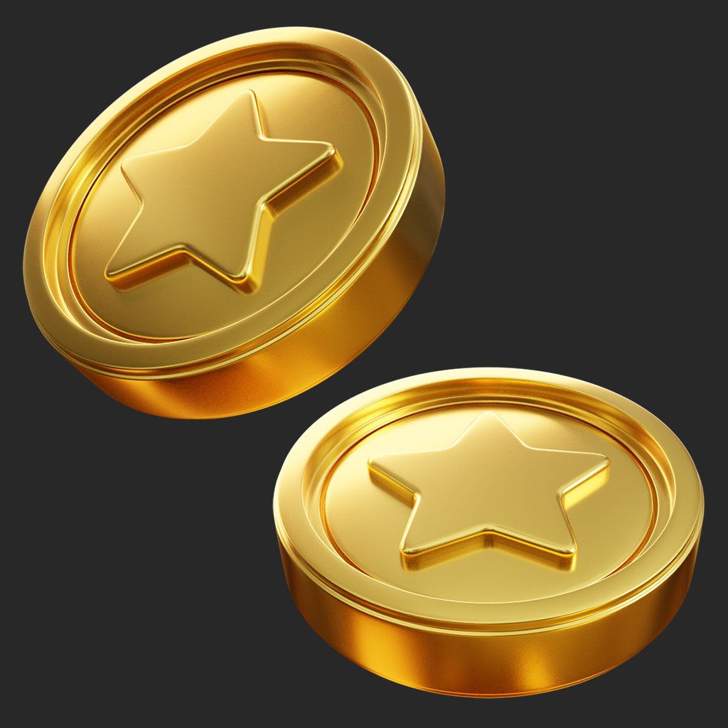 Star gold coin | Money models | BlenderKit