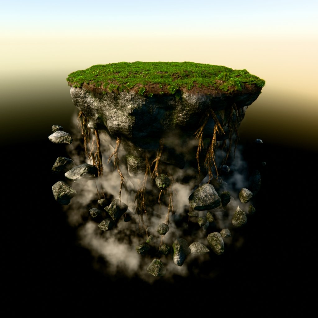 Floating Island With Clouds | FREE Environment Elements models | BlenderKit