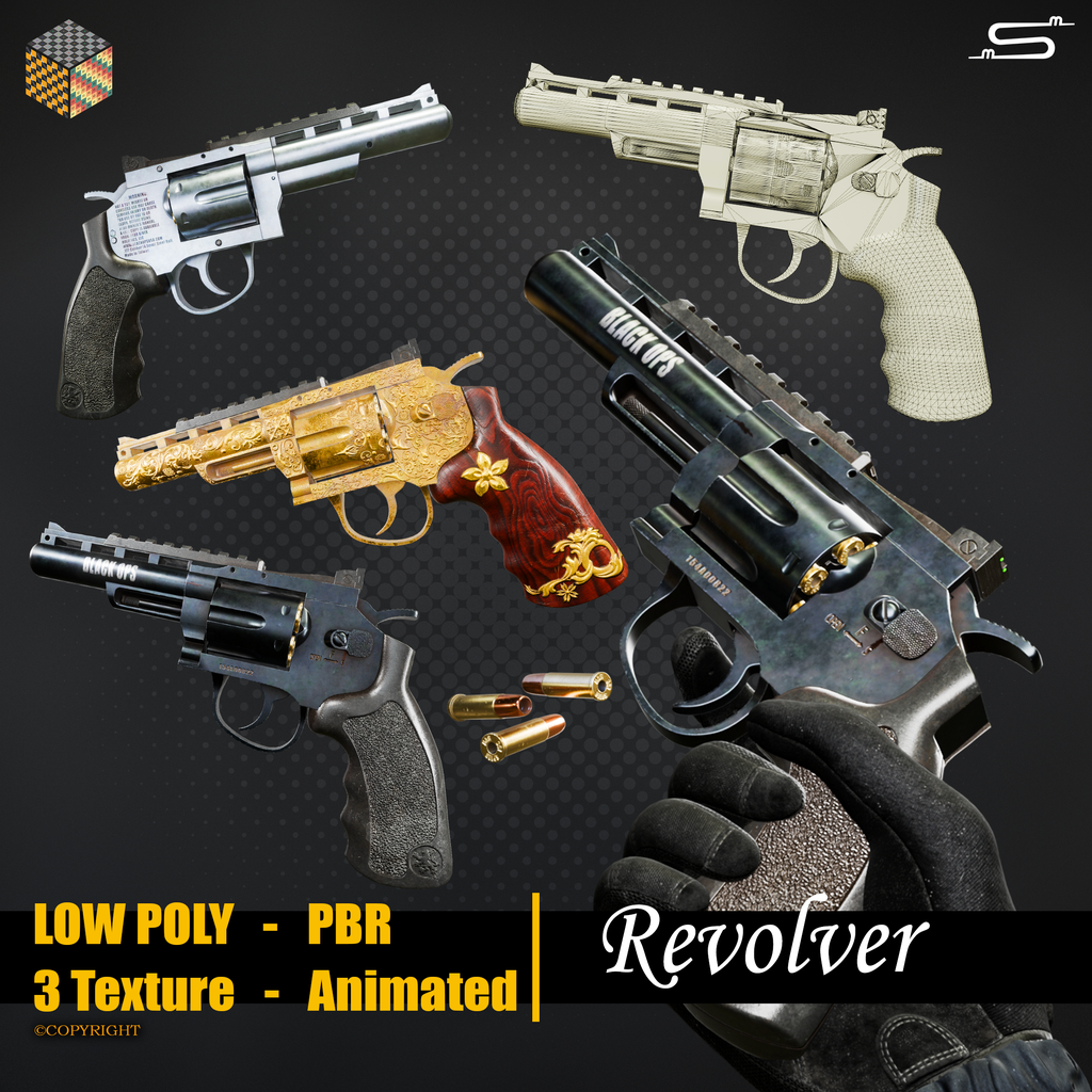 Revolver - Animated | Historical Weapons models | BlenderKit