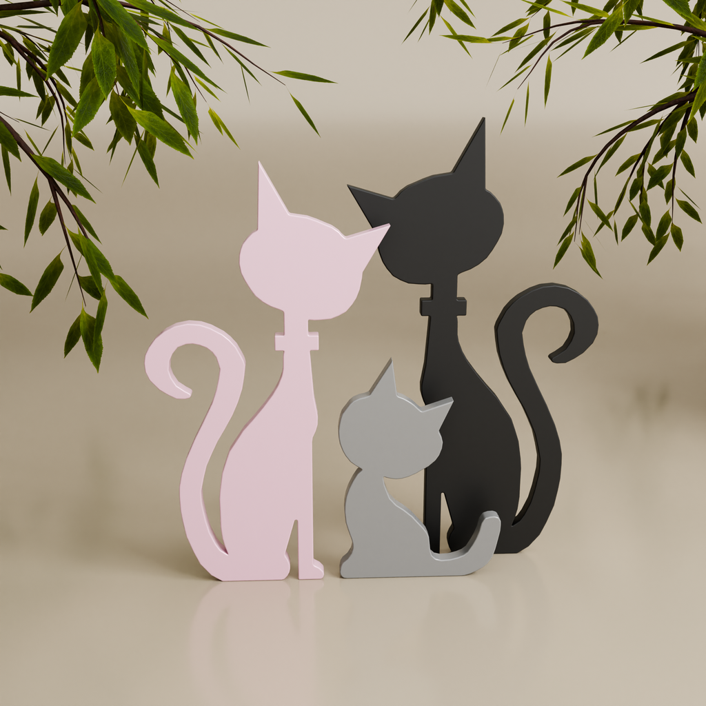 Cute Simple Cat Family Props | Decoration Sets models | BlenderKit