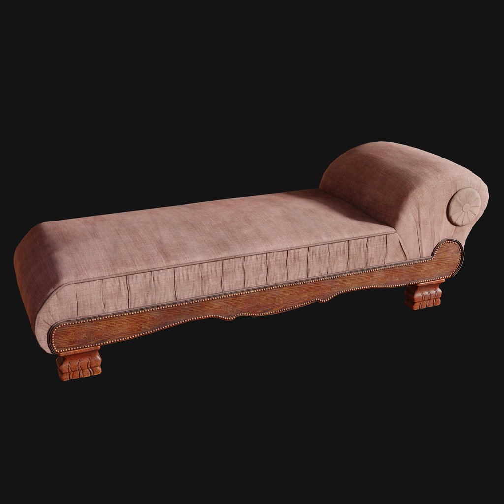 Vintage Recamier Chaise Daybed Pink | Sofas models | BlenderKit