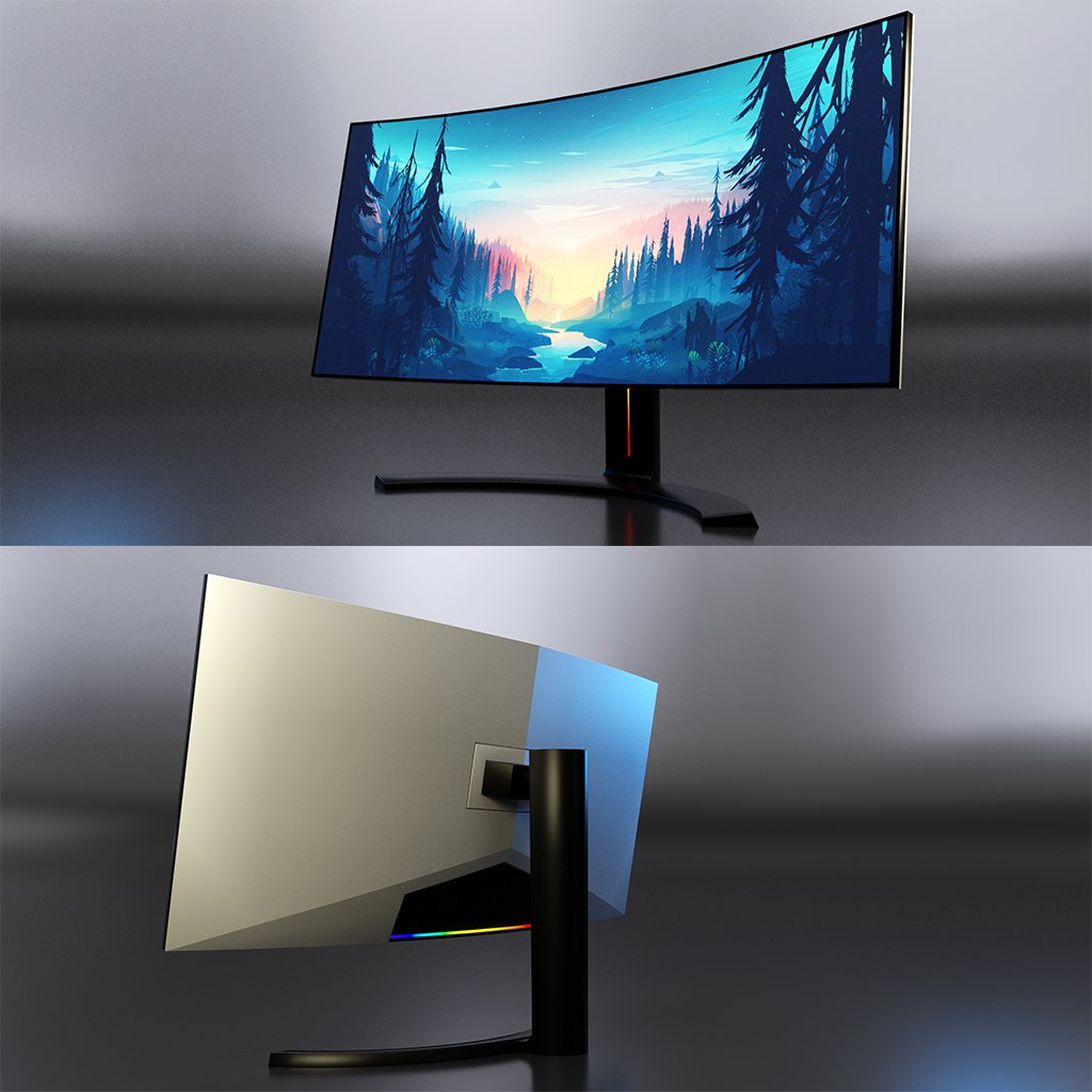 Curved monitor | 3D Monitor models | BlenderKit