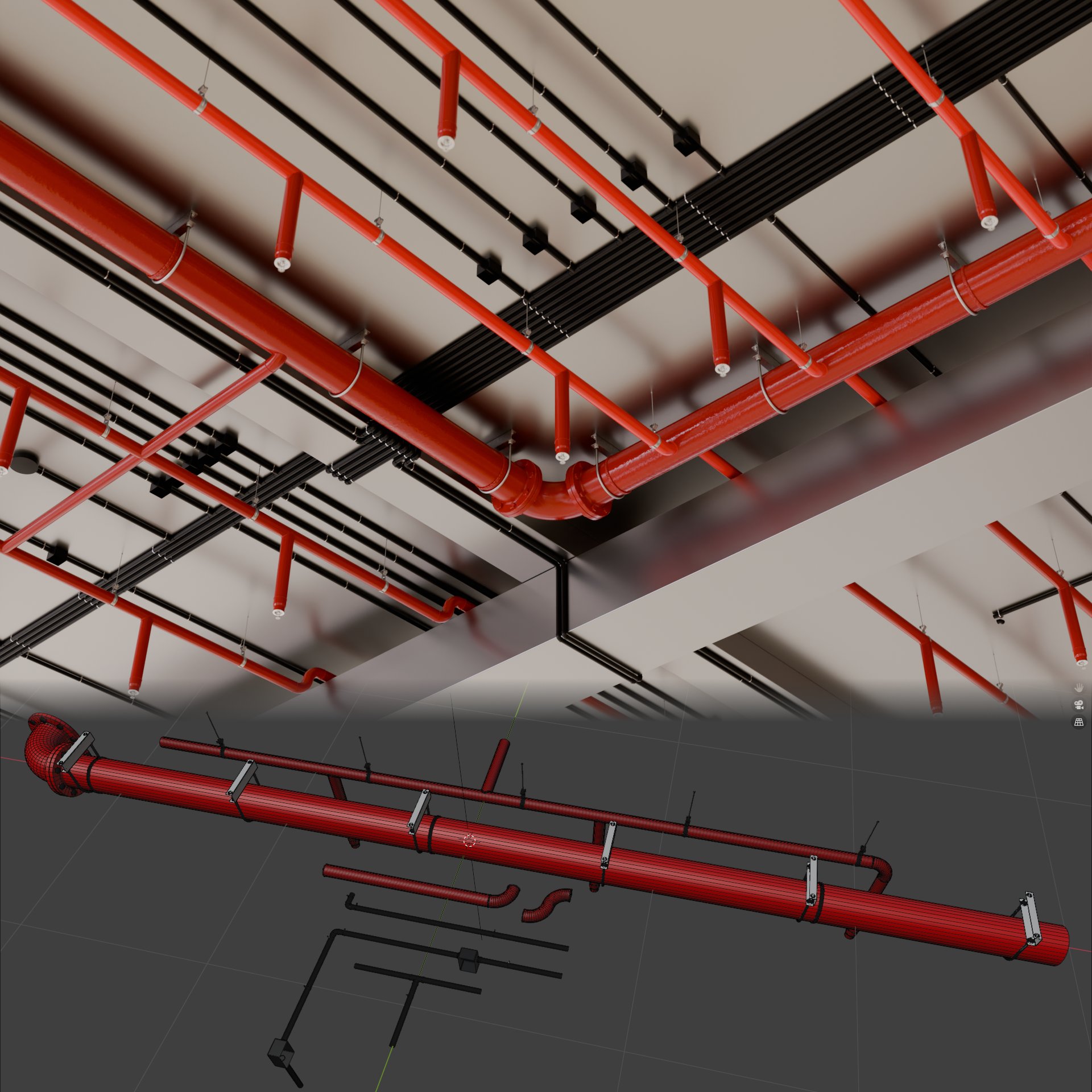 Electrical Fire Piping | FREE Industrial parts models | BlenderKit