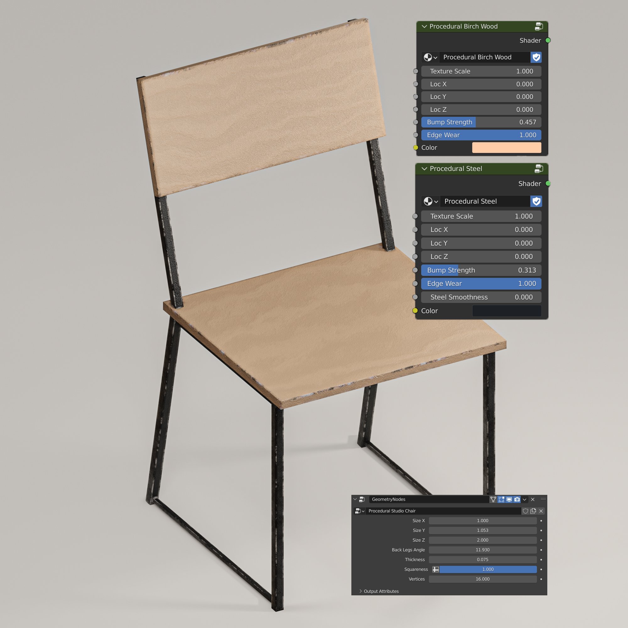 Procedural Chair (GN) | Bar chairs models | BlenderKit