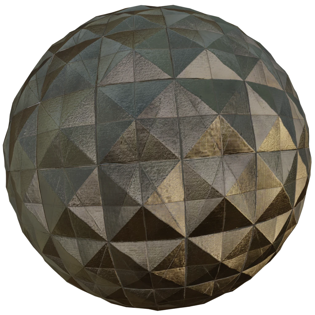 Golden Square pyramid | FREE metal materials | BlenderKit