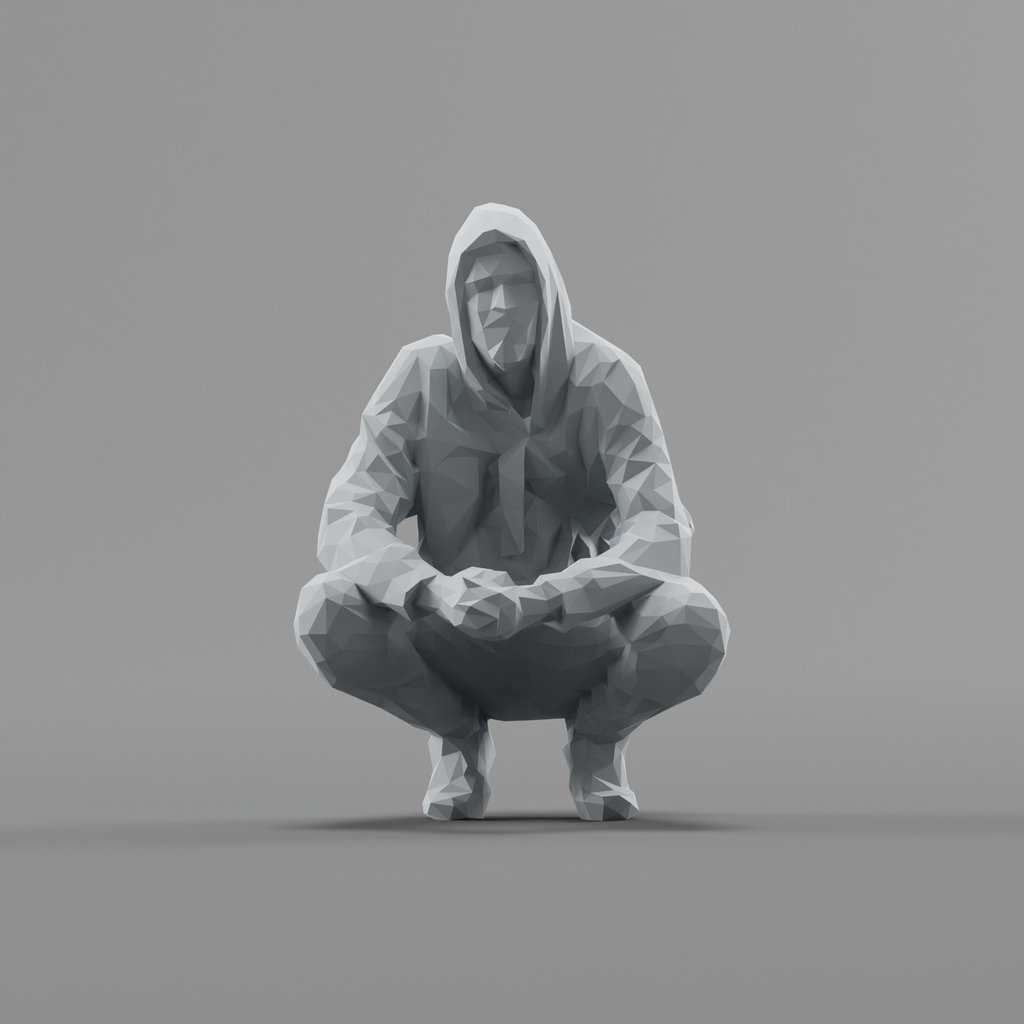 Lowpoly Male Squatting | Men models | BlenderKit