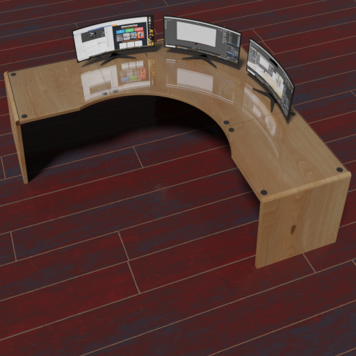 Creators desk with 3 curved monitors and sockets. | FREE Desks models ...