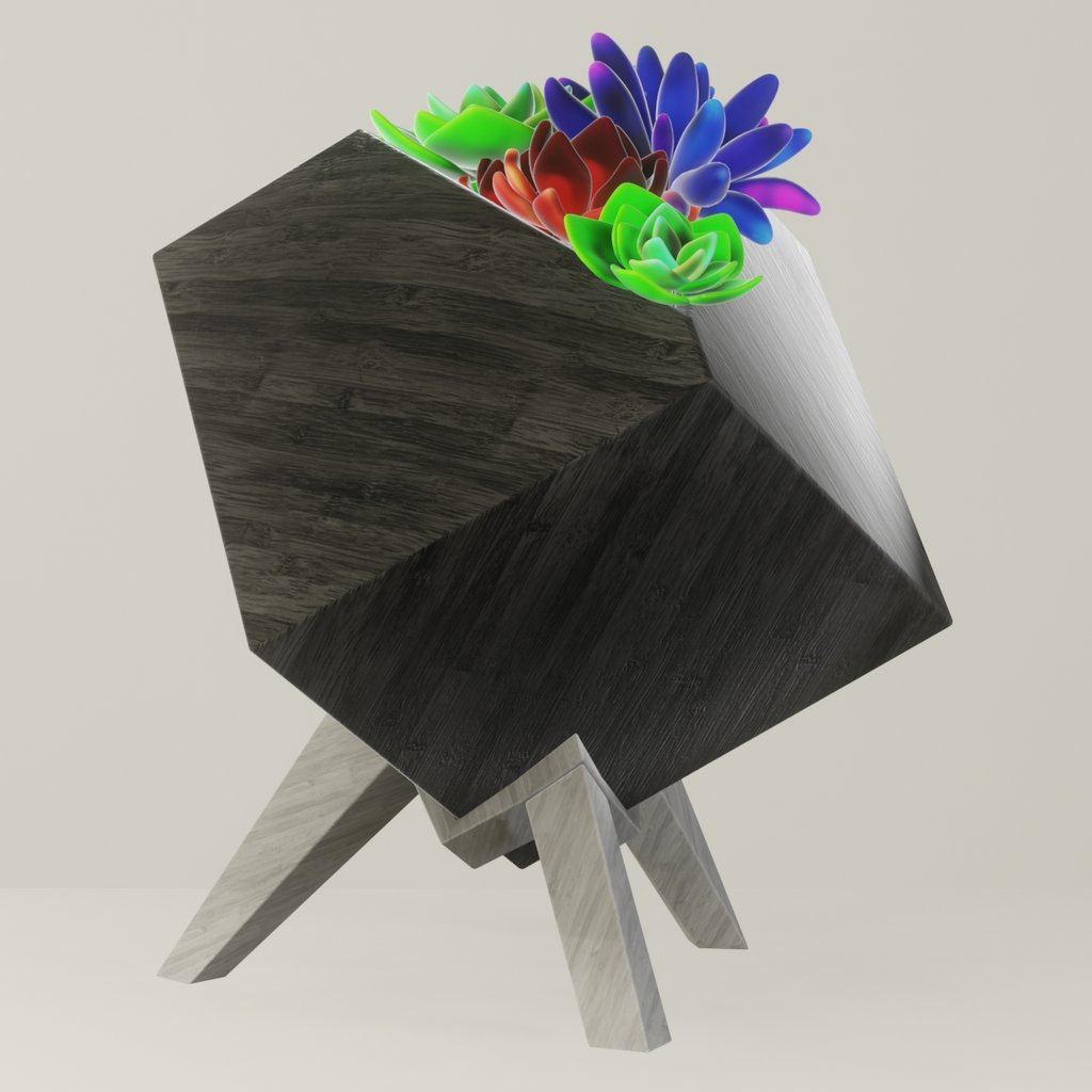 Succulents in isometric cube planter | Outdoor Plants models | BlenderKit