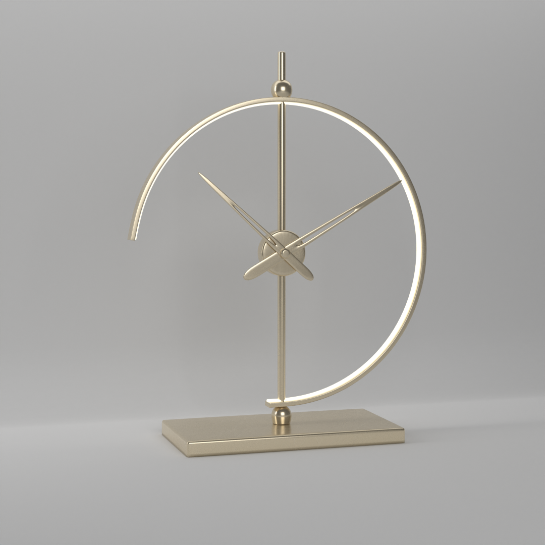 Brass Futuristic LED Table Clock | Clocks models | BlenderKit