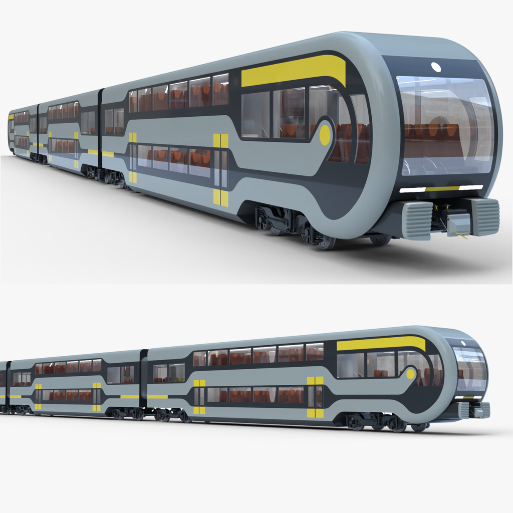 Doubledeck train | Passenger Trains models | BlenderKit