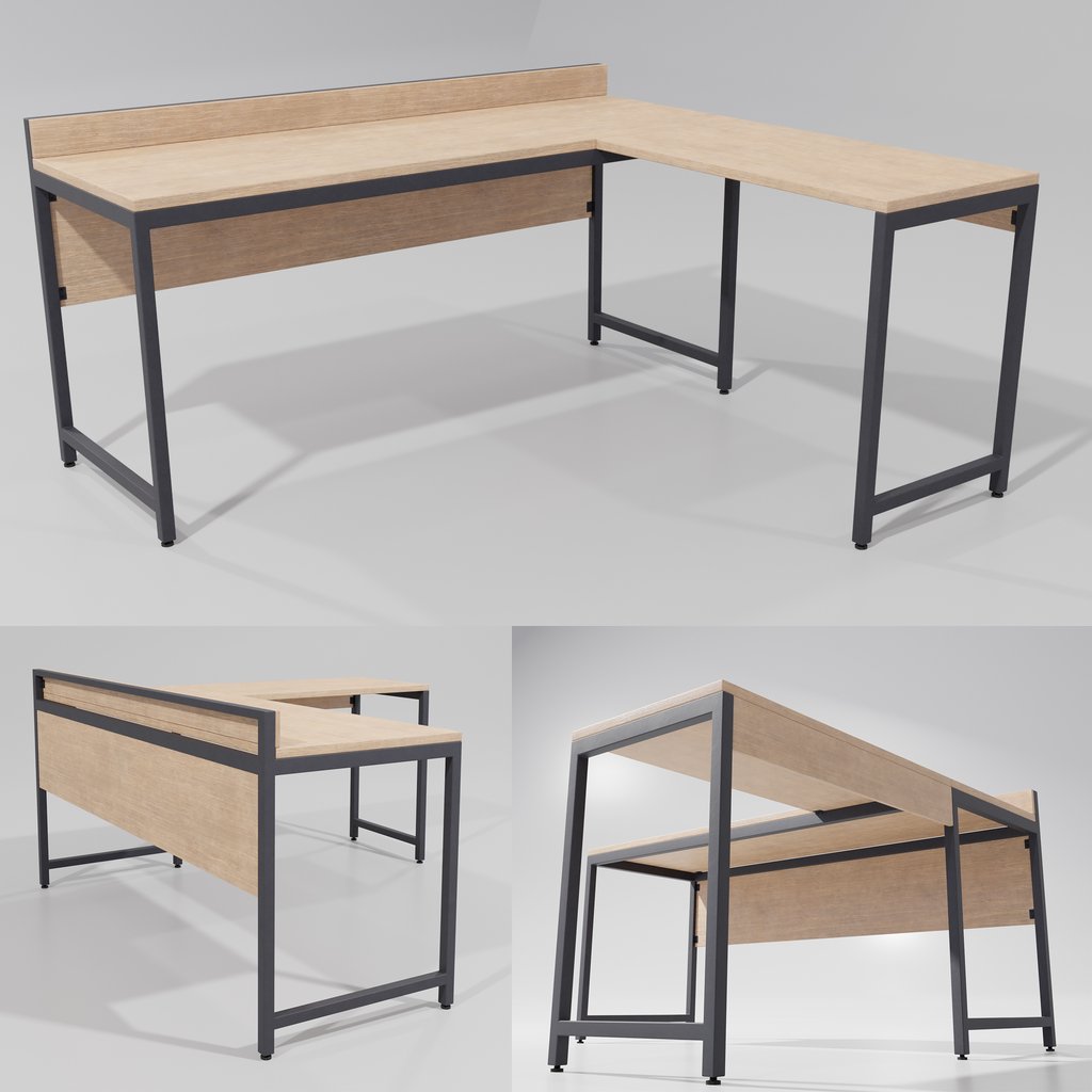 Modern Office 'L' table | Desks models | BlenderKit