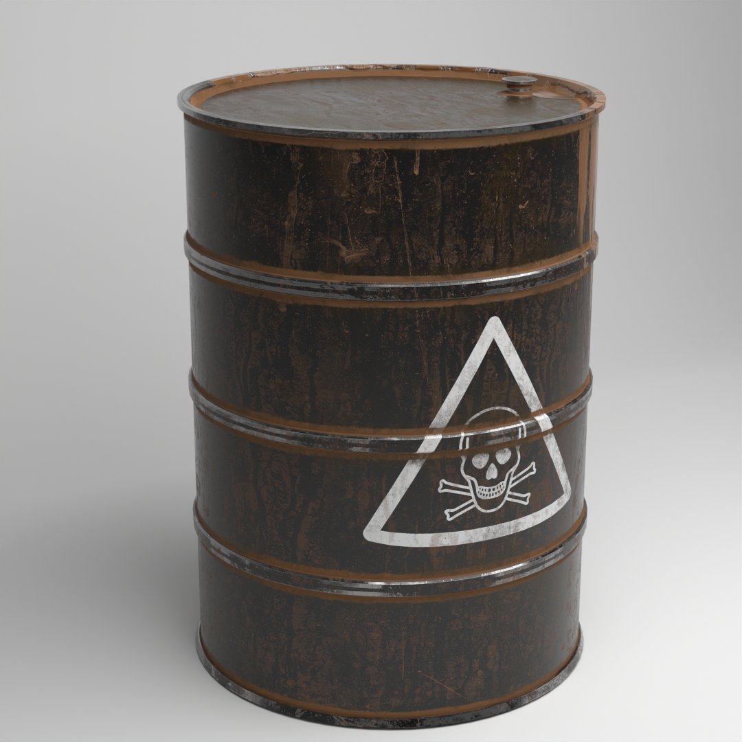 Radioactive Oil Barrel Black | Containers models | BlenderKit