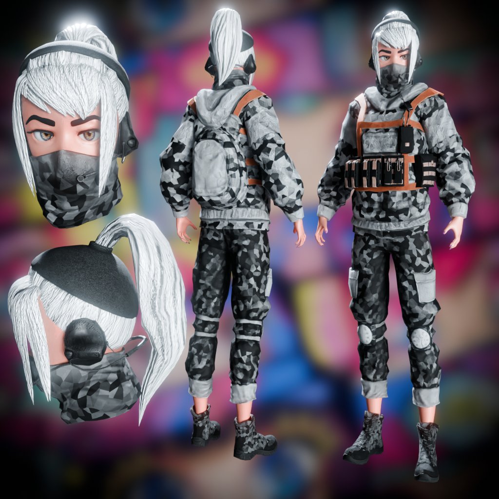 Stylized/Anime Military Girl | Military Characters models | BlenderKit