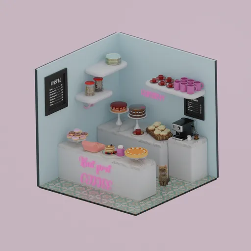 Bakery and cafe | Isometric scenes | BlenderKit