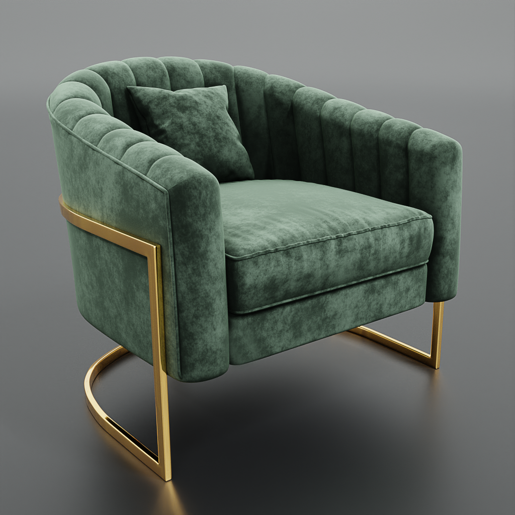 Armchair Carter Velvet | 3D Armchair models | BlenderKit